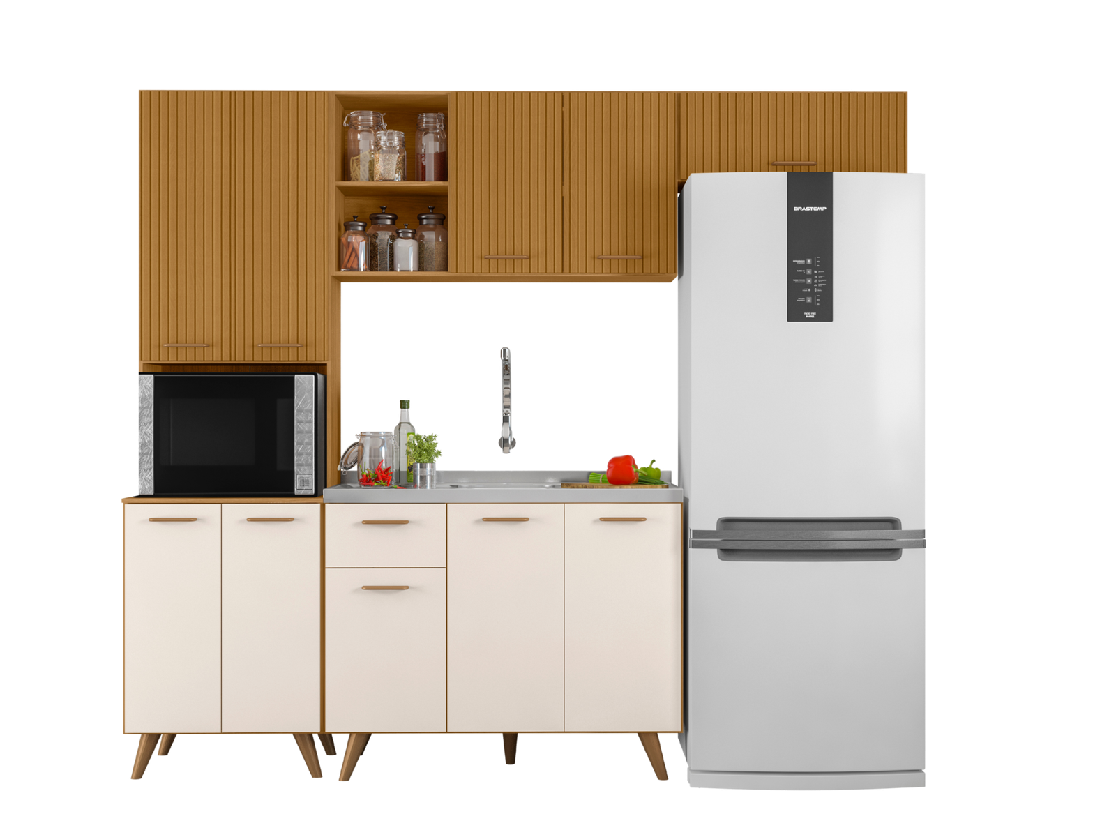 Cozinha Olinda Freijó/Ripado/Off White – POLIMAN – CATÁLOGO DE MÓVEIS RJ