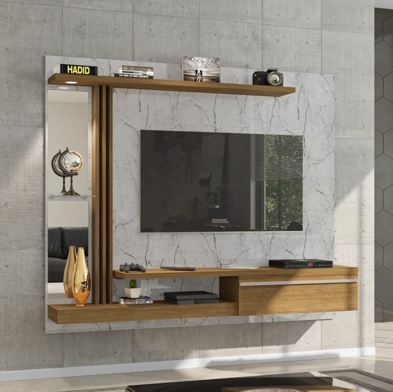 Painel até 55″ Denver Carrara/Cinamomo – BECHARA – CATÁLOGO DE MÓVEIS RJ