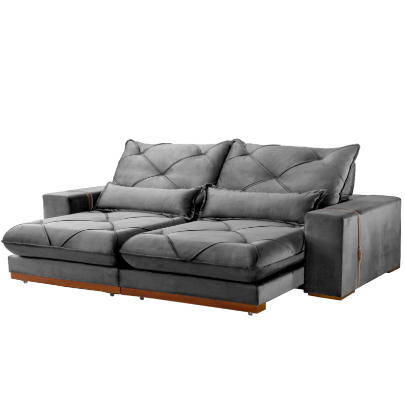 Sofá Retrátil e Reclinável Luanda/Isabella 2,50 m Veludo Grafite – TREVO ESTOFADOS – CATÁLOGO DE ...