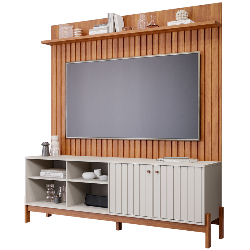 Painel até 70″ Trend Cinamono + Bancada Holanda Off White/Cinamono ...