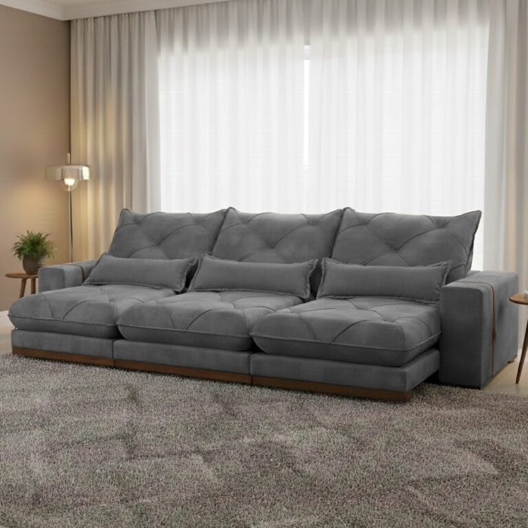 Sofa Retratil e Reclinavel Diamante/Bahia 3,50 m Veludo Cinza Grafite ...
